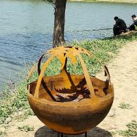 China Sphere Design Corten Steel Firepits Rustic Red Or Customized Finish for sale