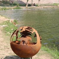 China Outdoor Wood Burning Corten Steel Fire Pits Big Bowl 3mm Thickness With Weathering Steel for sale