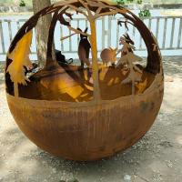 China Heavy Duty Rustic Red Corten Steel Fire Bowl Fuel Type Wood / Gas / Propane Wood Burning for sale