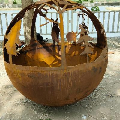 China Heavy Duty Rustic Red Corten Steel Fire Bowl Fuel Type Wood / Gas / Propane Wood Burning for sale