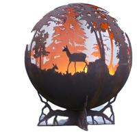 China Diameter 1000mm Round Corten Steel Fire Pit Large Ball For Garden Center Piece for sale