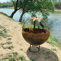 China Rustic Red Wood Burning Corten Steel Round Fire Pit Bowl 600mm for sale