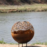 China Rustic Red Wood Burning Corten Steel Round Fire Pit Bowl 600mm for sale