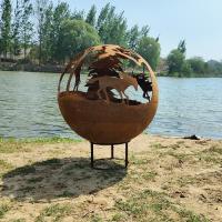 China 80cm Rusted Steel Fire Pit Outdoor Metal For Patio for sale