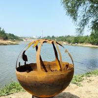 China 80cm Rusted Steel Fire Pit Outdoor Metal For Patio for sale