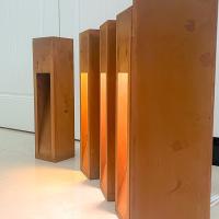 China Light Up Garden Led Bollard Light Electricity Or Solar Corten Steel for sale