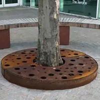 China Outdoor Corten Steel Trees Protection Grate Outside Street Sidewalk Metal Tree Safety Grill for sale