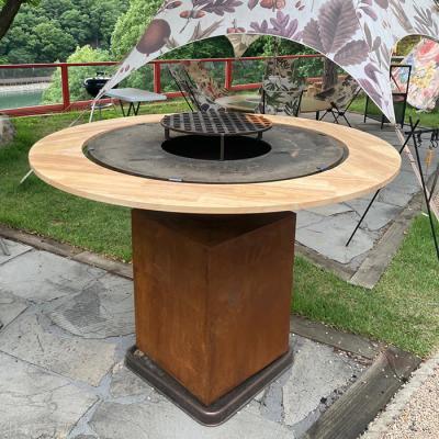 China Outdoor Cooking Made Easy With Rusted Bbq Grill And Wood / Charcoal Fuel for sale