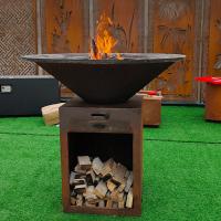 China Outdoor Use Easy To Clean Steel BBQ Grill With 1200mm Diameter Cooking Plate Corten Steel for sale