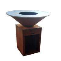 China Rustic Elegance Wood Corten Steel Outdoor Grill For Outdoor Space for sale