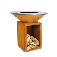 China Rustic Elegance Wood Corten Steel Outdoor Grill For Outdoor Space for sale