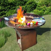 China Rustic Elegance Wood Corten Steel Outdoor Grill For Outdoor Space for sale