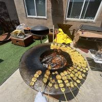 China Customized Steel BBQ Grill With Removable Ash Catcher And Rusted Design for sale
