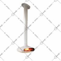 China Black White Wall Hanging Fireplace Suspended Wood Burner Round Shape Carbon Iron for sale