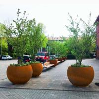 China Gardening In Raised Beds Customized Round Corten Steel Planter Boxes Growing Vegetables for sale