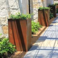 China Custom Rusty Corten Steel Planter Pot With Modern Design Drainage Hole And Low Maintenance for sale