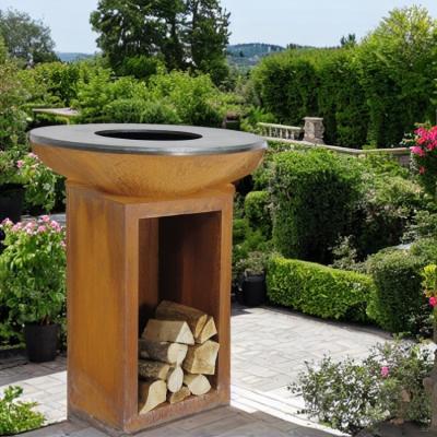 China Multi Function Outdoor Charcoal Smoker Steel BBQ Grill In Corten Steel for sale