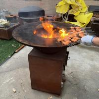 China Multi Function Outdoor Charcoal Smoker Steel BBQ Grill In Corten Steel for sale