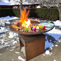 China Multi Function Outdoor Charcoal Smoker Steel BBQ Grill In Corten Steel for sale