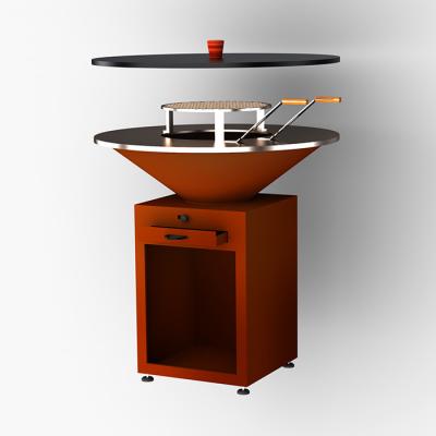 China Removable Ash Catcher Corten Steel BBQ Grill Fuel Wood/Charcoal Rusted Corten Steel Assembly Required for sale