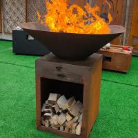 China Removable Ash Catcher Corten Steel BBQ Grill Fuel Wood/Charcoal Rusted Corten Steel Assembly Required for sale