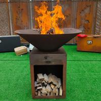 China Removable Ash Catcher Corten Steel BBQ Grill Fuel Wood/Charcoal Rusted Corten Steel Assembly Required for sale