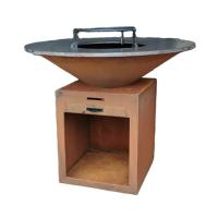 China 800mm 1000mm 1200mm Diameter Rusty Corten Steel Outdoor Grills With Removable Ash Catcher for sale