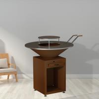 China Customizable BBQ Grill With Removable Ash Catcher Wood/Charcoal Fuel Rust Proof Corten Steel Body for sale