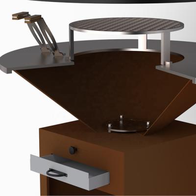 China Customizable BBQ Grill With Removable Ash Catcher Wood/Charcoal Fuel Rust Proof Corten Steel Body for sale