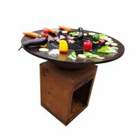 China Customized Rusted Corten Cooking Outdoor Bbq Outdoor Kitchen Bbq Grills With Removable Ash Catcher for sale