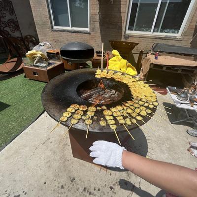 China Easy To Clean Corten Rustic Corten Steel Bbq Grill With Removable Ash Catcher for sale