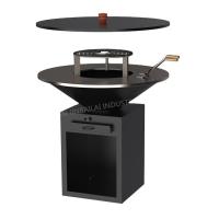 China Corten Steel Wood Charcoal BBQ Grill With Removable Ash Catcher for sale