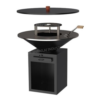 China Corten Steel Wood Charcoal BBQ Grill With Removable Ash Catcher for sale