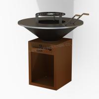 China Corten Steel Wood Charcoal BBQ Grill With Removable Ash Catcher for sale