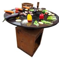China Corten Steel Wood Charcoal BBQ Grill With Removable Ash Catcher for sale