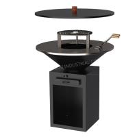 China Rusted Steel BBQ Grill With Removable Ash Catcher For Wood / Charcoal Fuel for sale