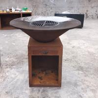 China Rusted Steel BBQ Grill With Removable Ash Catcher For Wood / Charcoal Fuel for sale