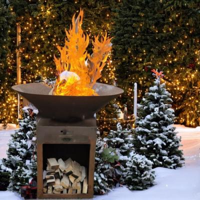 China Rusted Corten Steel BBQ Grill With Removable Ash Catcher Easy To Clean Customizable Cooking Plate for sale