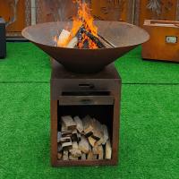 China Rusted Corten Steel BBQ Grill With Removable Ash Catcher Easy To Clean Customizable Cooking Plate for sale