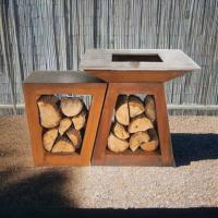 China Outdoor BBQ Corten Steel Barbecue Grill 1200mm Cooking Plate And Wood/charcoal Fuel for sale