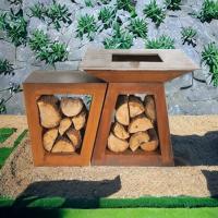 China Outdoor BBQ Corten Steel Barbecue Grill 1200mm Cooking Plate And Wood/charcoal Fuel for sale