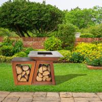 China Outdoor BBQ Corten Steel Barbecue Grill 1200mm Cooking Plate And Wood/charcoal Fuel for sale