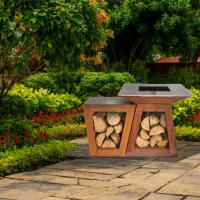 China Camping Bbq Stove Corten Steel BBQ Grill Cooking Plate 800mm/1000mm/1200mm Rusted for sale