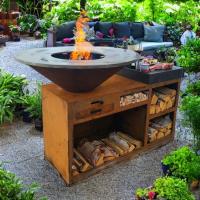 China Outdoor Camping portable Stainless Steel BBQ Grill Assembly Required 800mm Cooking Plate Corten Steel for sale