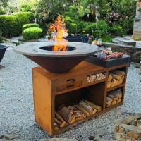 China Outdoor Camping portable Stainless Steel BBQ Grill Assembly Required 800mm Cooking Plate Corten Steel for sale