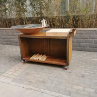 China HNJBL Outdoor Cooking Steel BBQ grill Gardern Rust Corten Steel Fire Pit BBQ Grills for sale