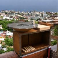 China Wood/Charcoal Fuel Steel BBQ Grill with Square Design and Wood Storage for sale
