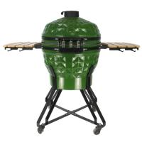 China 24 Inch Portable Multifunctional European And American Green Ceramic Barbecue Grill With Grill Grid for sale