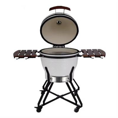 China White Glazed 24 Inch Ceramic Grill European And American Style Outdoor Pizza Grill Charcoal Smoking Expert for sale