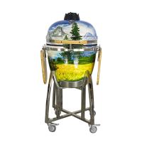 China 21 Inch Hand Painted Ceramic Grill BBQ European And American Smoked Barbecue Artifact Pizza Oven for sale